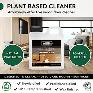WOCA Natural Soap, Natural 1L - Concentrated Wood Cleaner for oil finished hardwood floors, tables, millwork, cutting boards, countertops and butcher block