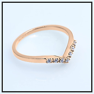 Dazzlingrock Collection 0.10 Carat (ctw) Round White Diamond 7 Stone Chevron Wedding Ring for Her in 14K Rose Gold Size 6