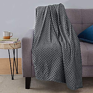 Amazon Basics Weighted Blanket with Minky Duvet Cover - 12 Pound, 48 x 72-Inch, Dark Grey/Grey