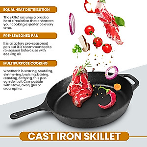 Utopia Kitchen Pre-Seasoned Cast Iron Skillet 2 Piece Set– Professional 10 inch and 12 inch Cast Iron Skillets with Lids – Even Heat Distribution – Camp Fire Frying Pan – Safe Indoor and Outdoor Cookw