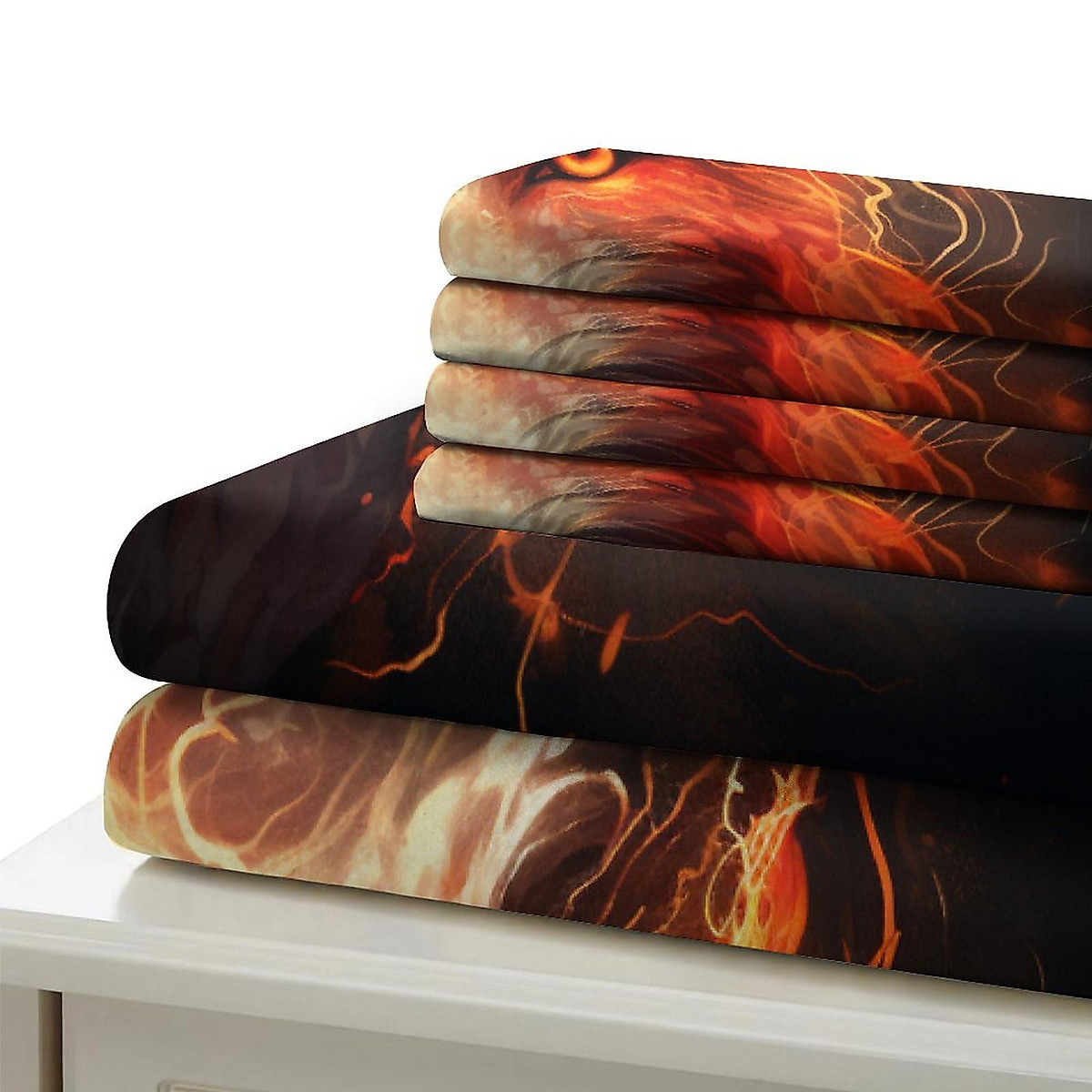 Fox Comforter Covers Quilt Cover 3D Print Fire Duvet Cover for Teens and Adults with Zipper Closure Bedding Set Soft Microfiber with Pillow Cases 2 Pieces Twin（173x218cm）