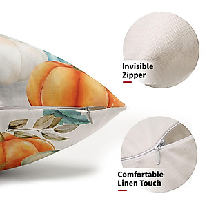Fall Maple Leaves Lumbar Pillow Covers 12X20 In Teal Orange White Green Pumpkins Decorative Couch Pillow Cases Set of 2 Autumn Thanksgiving Throw Pillows Farm Decor For Room Porch Patio Couch Outdoor