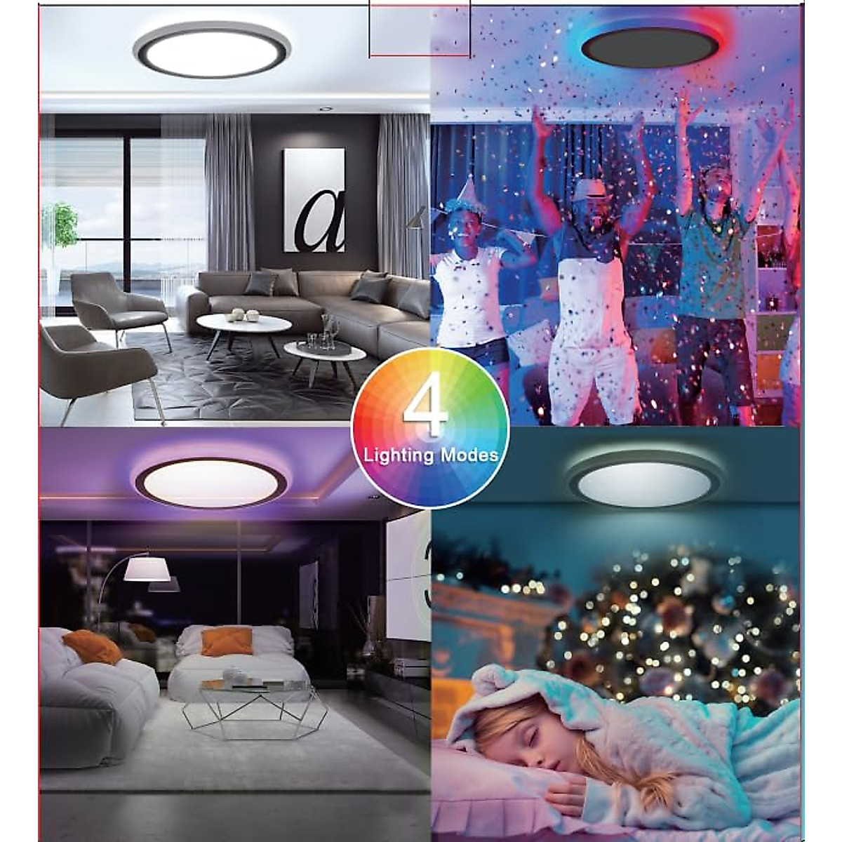 Marfete Flush Mount LED Ceiling Light Dimmable with Remote Control, 13Inch 30W RGB Sidelight Close to Ceiling Light Fixture 3000-6500K, Modern Ultra-Thin Round Ceiling Lamp for Bedroom Kids Room