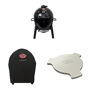 Char-Griller E6714 AKORN Jr. Portable Kamado Charcoal Grill + Grill Cover + Smokin Stone Jr Bundle
