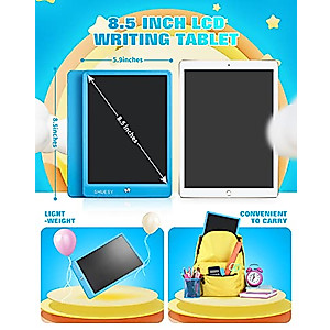 SHUESY LCD Writing Tablet for Kids – 8.5 inch Colorful Graffiti Drawing Board for Toddlers – Magic Scribble Doodle Board – Touch Screen LCD Drawing Tablet – Doodle Pad for Toddler 1-3 4-8 (Blue)