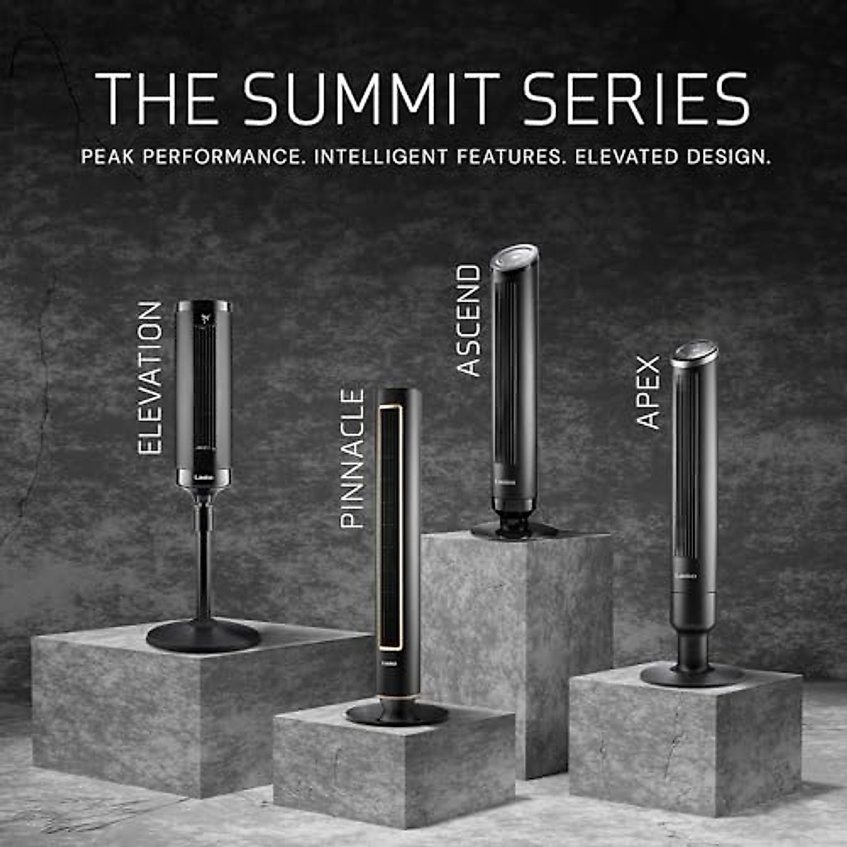 Lasko Elevation 42”-54” Adjustable Height Pedestal Tower Fans for Home, 31 ft/s Airflow, Quiet 28 dB on Low, 90° Oscillation, 12 Hour Timer, Remote Control, Black, EST100