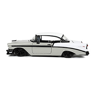 Jada Toys Bigtime Muscle 1:24 1956 Chevy Bel Air Die-cast Grey White, Toys for Kids and Adults