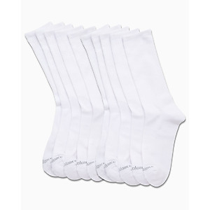 New Balance Men's Athletic Arch Compression Cushion Comfort Crew Socks (10 Pack), Size 6-12.5, White