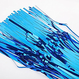 Blukey 2 Pack 3ft x 8ft Foil Fringe Backdrop Metallic Tinsel Door Window Curtain Party Photo Booth Props for Birthday Bachelorette Wedding Graduation Party Decorations (Royal Blue)