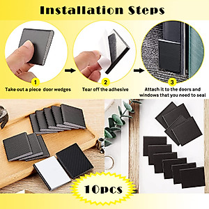 Door Corner Seals Exterior Door jamb Frame Seal Wedge Draft Stopper with Adhesive 10 Pack for Weather Stripping and Draft Protection Foam Corner Seal, Isolation of Noise(Black)