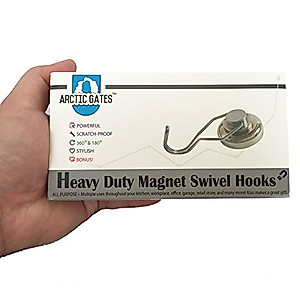 Arctic Strong Magnetic Swivel Hooks with Storage Box, Chrome Steel (Pack of 4)