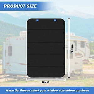 CoukouCover RV Door Window Curtains, Heavy Duty Waterproof Oxford Fabric 25 x 16 Inch Foldable RV Blackout Window Cover, Camper Door Window Cover (Black)