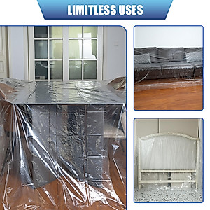 PROWEE 1mil Clear Plastic Drop Cloth for Painting 9-Feet x 12-Feet Painters Plastic Drop Cloth，Waterproof & Dustproof Polyethylene