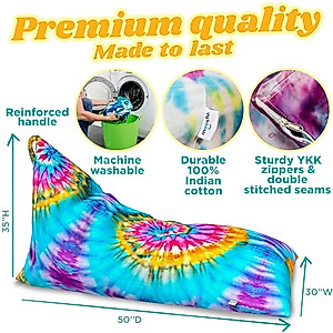 MOOCHI LIFE Stuffed Animal Storage - Tie Dye Stuffed Animal Bean Bag Storage Kit, Extra Large Stuffed Animal Storage, Stuffed Animal Chair, Stuffed Animal Holder, Bean Bag Stuffed Animal Storage