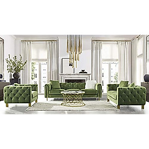 Acanva Collection Chesterfield Vintage Tufted Velvet Living Room Sofa, 72"W Loveseat, Mint Green