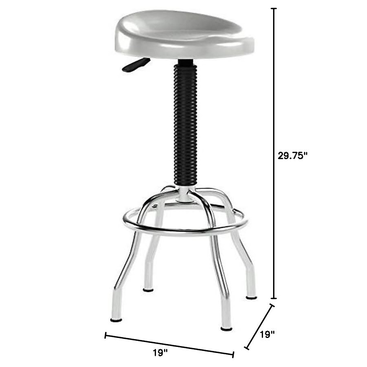 Seville Classics Modern Ergonomic Pneumatic Height Adjustable 360-Degree Swivel Stool Chair, for Drafting, Office, Home, Garage, Work Desk, Stainless Steel, Contoured Seat (Heavy-Duty)