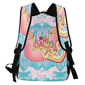 Casual Backpack Fire Dragons Wings Large Capacity Schoolbag Shoulders Bag Daypack For Adults And Children