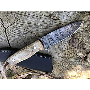 Perkin 7 Inches Damascus Steel Hunting Knife With Sheath SK500