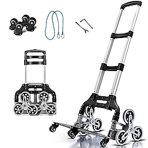 Stair Climber Cart Hand Truck with Wheels, Shopping Folding Grocery Cart, Aluminum Alloy Folding Hand Truck Trolley for Luggage Package Delivery