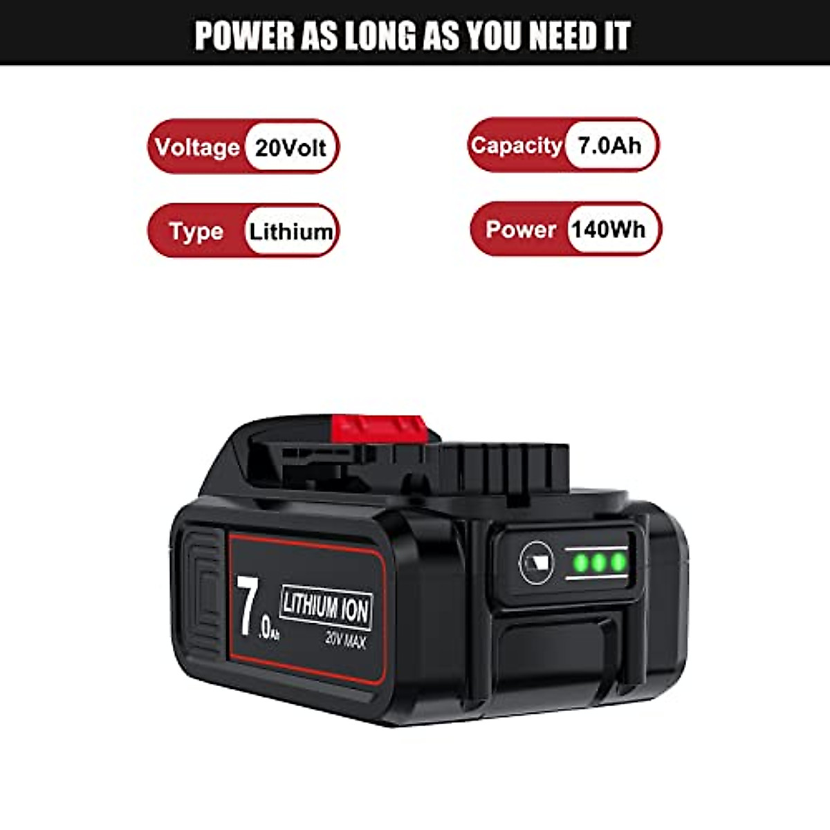 Bonacell 2Pack 20V 7.0Ah Lithium Battery Replacement for Dewalt 20 Volt Battery Max XR Cordless Tools DCB206 DCB200 DCB201 DCB204 DCB207 DCD/DCF/DCG Series