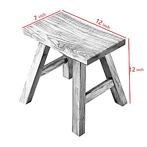 XDSTOOL Wooden Step Stool for Kids Adults Seat Chair Dancing Foot Stool 12 inch Plant Stand Top Curved Wood Stool