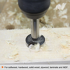 HARFINGTON Forstner Drill Bit 14mm (9/16") Tungsten Carbide Wood Forstner Bit Opener Cutter for Hinge Hole Drilling Woodworking, Black