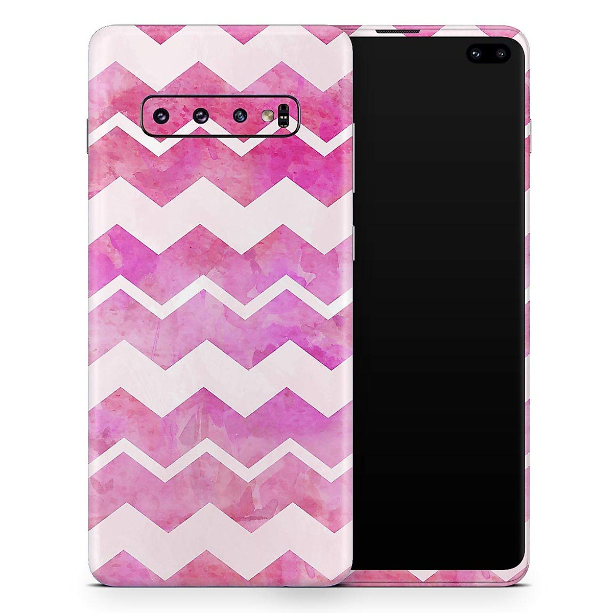 DesignSkinz Pink Water Color with White Chevron Protective Vinyl Decal Wrap Skin Cover Compatible with The Samsung Galaxy S20 (Screen Trim & Back Glass Skin)
