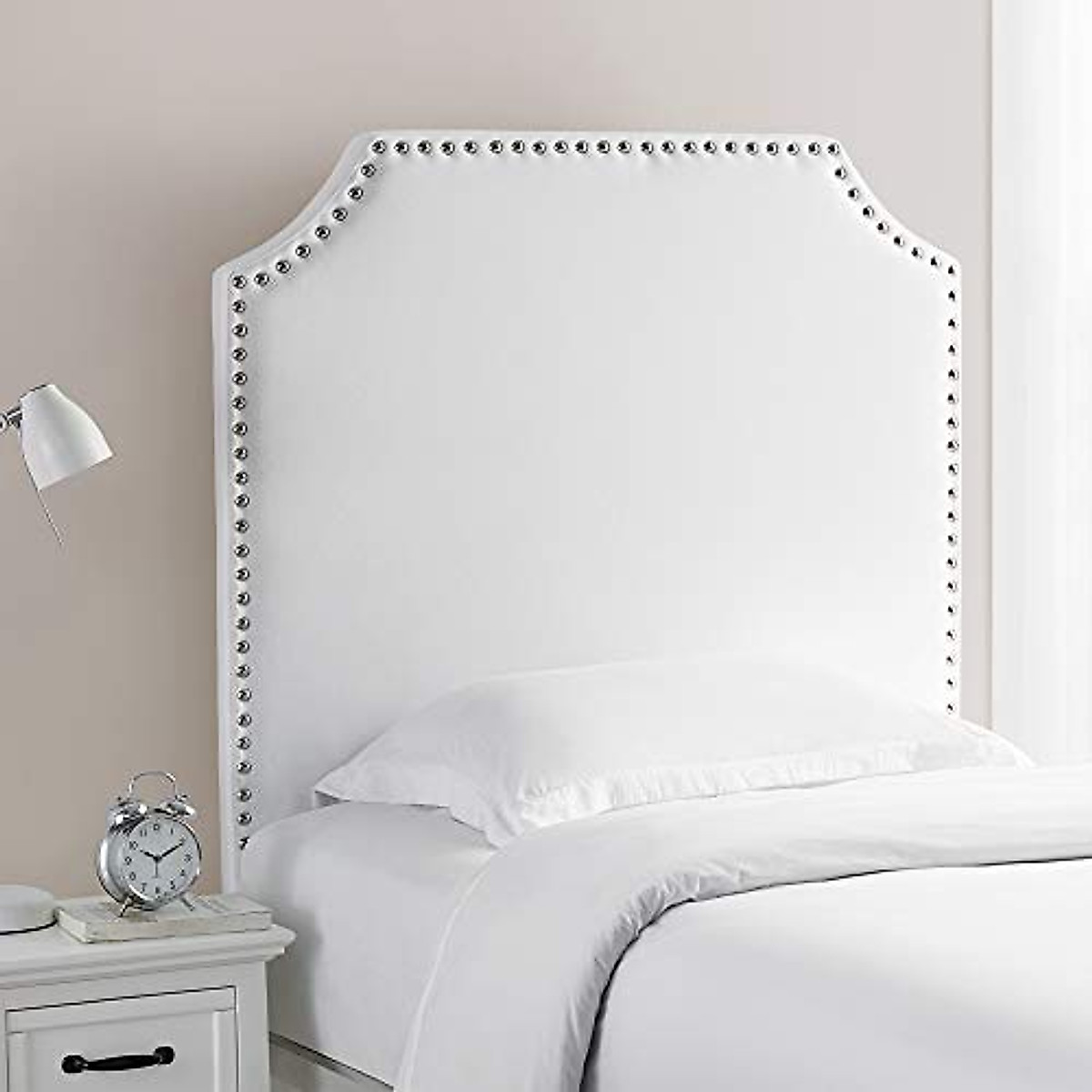 DormCo Bevel Tacked Plush College Headboard - White - with Legs