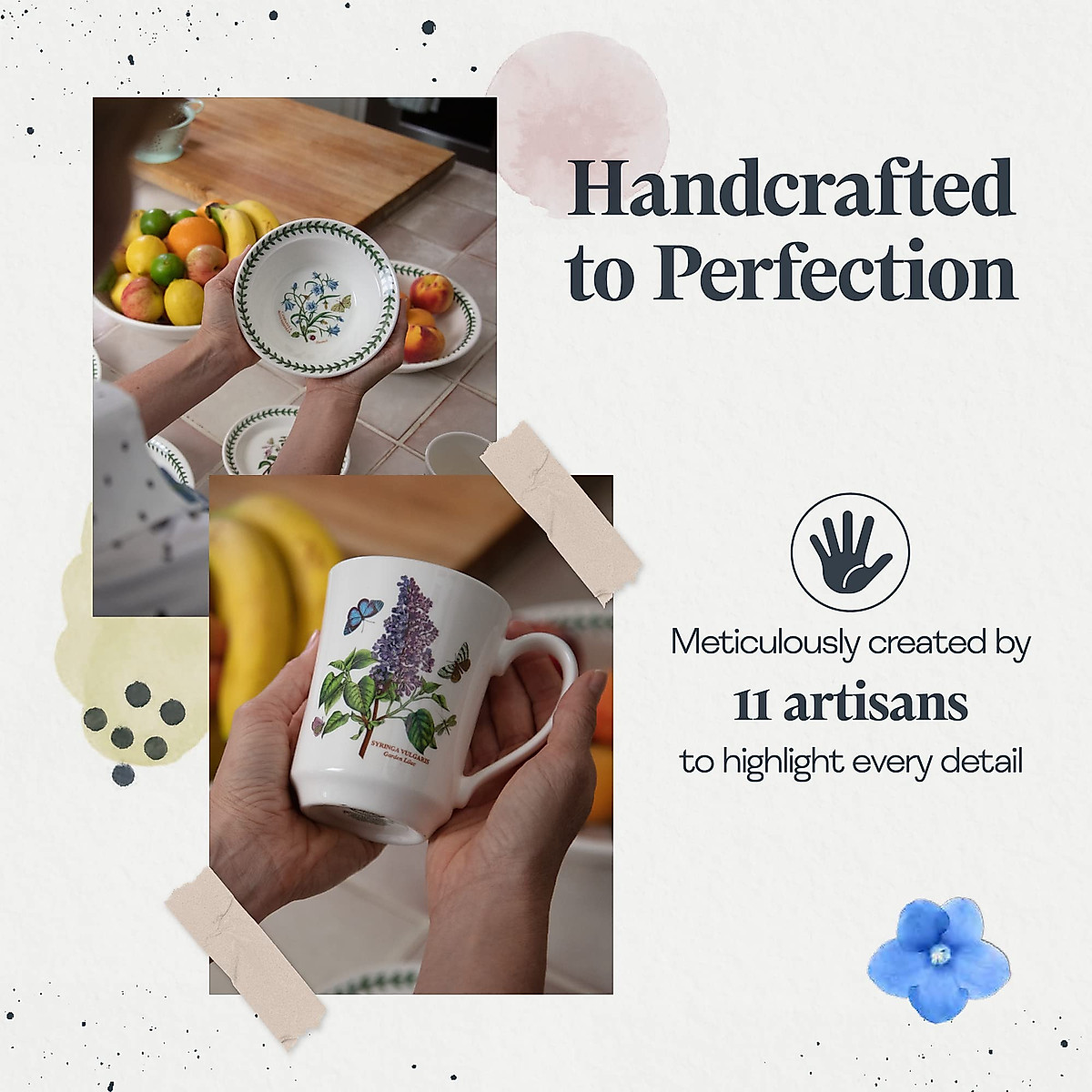 Portmeirion Botanic Garden 30 Piece Earthenware Dish Set | Dinnerware Set for 6 | Earthenware Dish Set | Includes Dinner Plates, Side Plates, Mugs, Soup Bowls, & Pasta Bowls