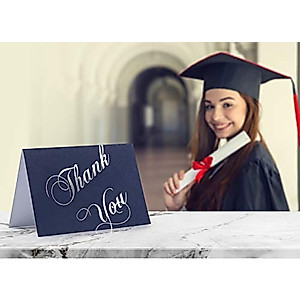 Banana Basics Thank You Cards Bulk Set w/Envelopes (72-Pack) Blank Note Cards 4 x 6 | Navy Blue With Silver Foil Stamping, | Perfect For Wedding, Bridal Shower, Baby Shower, Business, Graduation,
