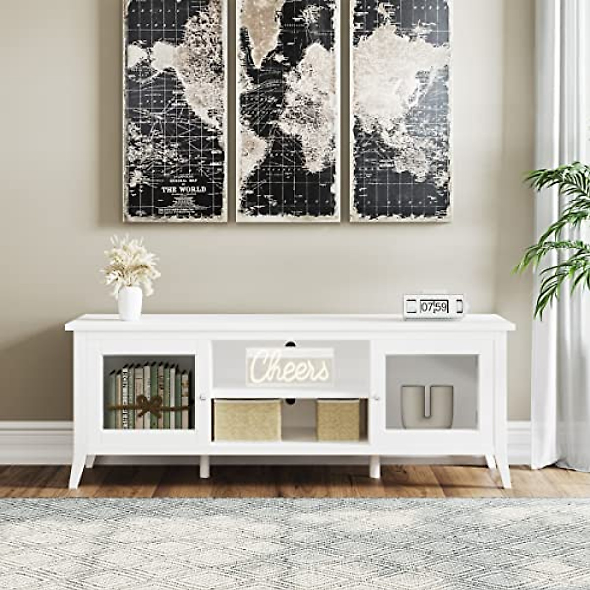 Lavish Home, White 55-inch TV Stand with Storage