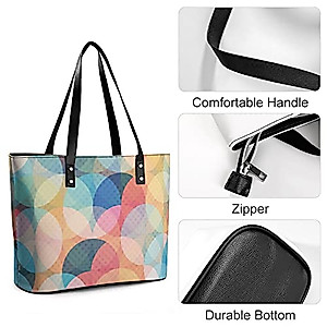 Womens Handbag Circle Pattern Leather Tote Bag Top Handle Satchel Bags For Lady