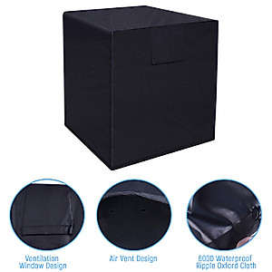 SUPDEJA Air Conditioner Covers for Outside Units, AC Unit Covers for Outdoor - Heavy Duty Waterproof Dustproof Design Square Outdoor Air Conditioner Cover Fits up to 24"X24"X30" Inches Black