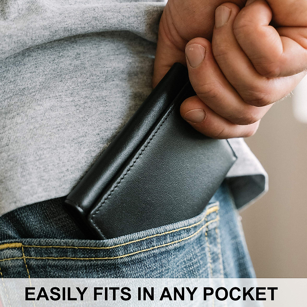 STAY FINE Top Grain Leather Trifold Wallet for Men | RFID Blocking | Ultra Strong Stitching | Extra Capacity Trifold Wallet | Thin and Sophisticated Tri-Fold Design