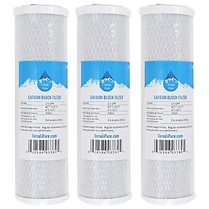 3-Pack Replacement for GE GXWH20S Activated Carbon Block Filter - Universal 10 inch Filter Compatible with GE SINGLE SUMP WHOLE HOME FILTRATION SYSTEM - Denali Pure Brand