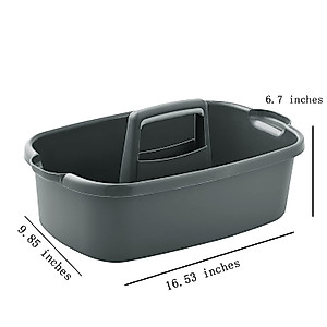 NINU Large Cleaning Supplies Caddy with Handle, Plastic Storage Organizer, Cleaning Basket for Cleaning Products, Bathroom, Bedroom, Kitchen, College Dorm, Garden, Garage, Under Sink Tool (Gray)
