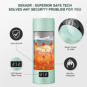 Travel Electric Tea Kettle Portable Small Mini Coffee Kettle, with 4 Variable Presets, Personal Hot Water Boiler 304 Stainless Steel with Auto Shut-Off & Boil Dry Protection, BPA-Free Green