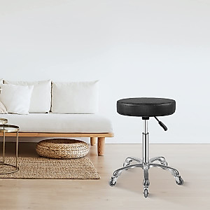 Ainilaily Rolling Stool with Wheels, Heavy Duty Hydraulic Stool for Shop Guitar Lab Tattoo Workbench Medical,Adjustable Massage Swivel Stool Chair (Black)