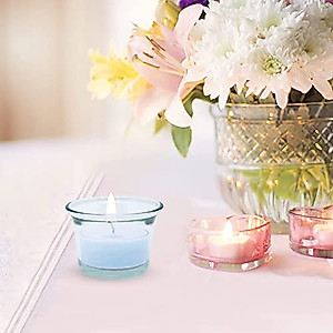 Kenking Lotus Scented Tealight Candles, 30 Pack Soy Wax Light Blue Tea Lights in Clear Cup, 4-5 Hour Burn Time for Dinner Table, Halloween Christmas and Holiday