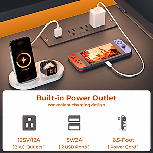 GreenForest L Shaped Desk with Drawers and Power Outlet, 51 inch Computer Gaming Desk with Monitor Stand and 4 Tier Storage Shelves, Printer Stand and Hooks for Work and Study, Black