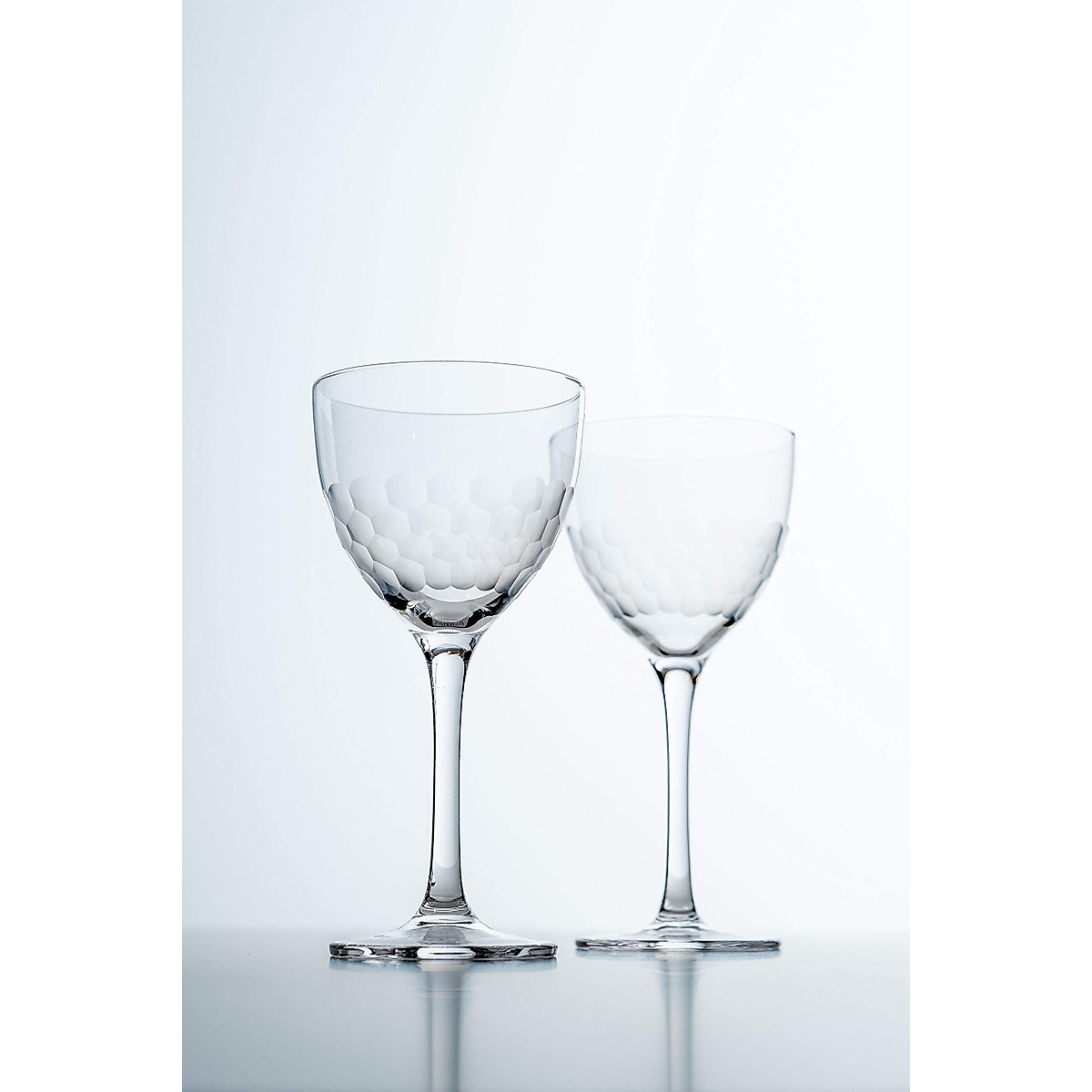 Amehla "Hive Glass Honeycomb Nick & Nora Cocktail Glasses, 5oz Coupe Martini, Manhattan, Bee's Knees Craft Cocktails Glass (Pack of 4)