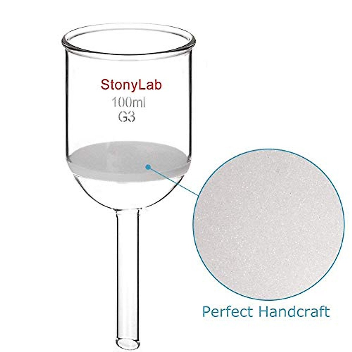 StonyLab Borosilicate Glass Buchner Filtering Funnel with Fine Frit(G3), 56mm Inner-Diameter, 60mm Depth (100ml)