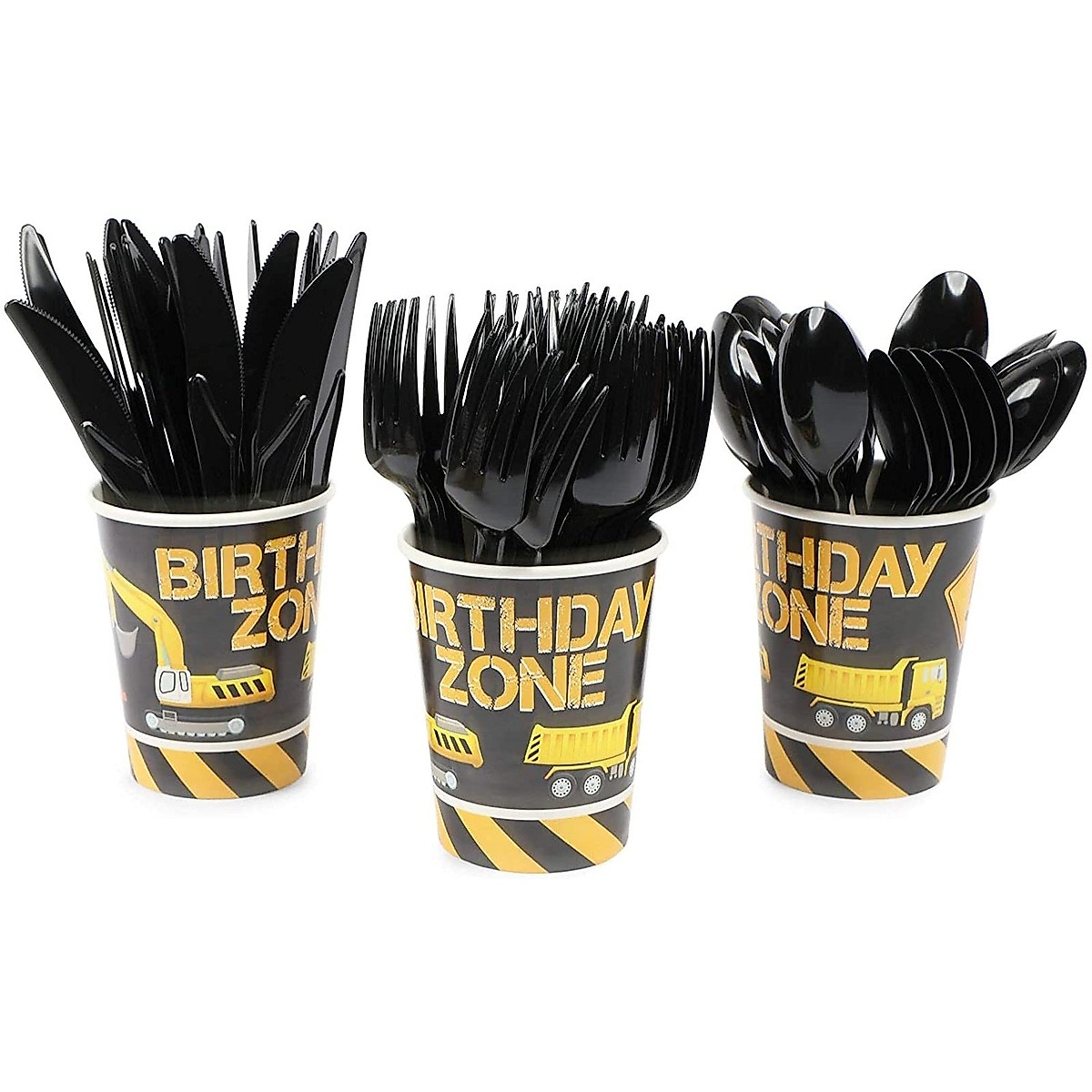 Construction Birthday Party Dinnerware, Banner, Hats (Serves 24, 146 Pieces)