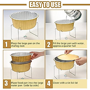 6 Set Disposable Chafing Dishes Buffet Set Chafer Wire Racks Stand Kit Dish Serving Trays Food Warmer Catering Supplies Include Chafer Pans Serving with Utensils and Buffet Stand for Party