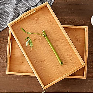 GEEKLLS Breakfast Tray Rectangular Bamboo Tea Box Tray Food Snacks Bread Coffe Serving Tray Table Bottle Cups Storage Plate Home Dinning Room Decor