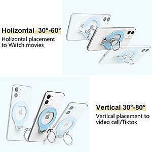 [3-in-1] Cell Phone Ring Holder Stand, 360 Degree Rotation Finger Ring Kickstand with [2X Nylon Phone Lanyard],Compatible with iPhone 13 12 11, Galaxy, Google Pixel and Other Android Phone, Blue