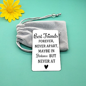 Best Friend Gift Engraved Wallet Insert Card Friendship Gifts Long Distance Relationship Gifts for Sisters Besties Metal Wallet Insert Card for Coworker Graduation Christmas Birthday Gifts