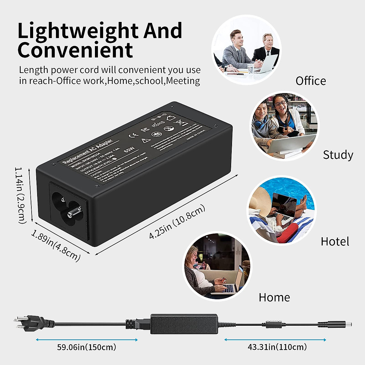 65W&45W Adapter for Dell Laptop Charger Replacement for Dell Inspiron 13 14 15 17,3583 5566 5559 3585 5593 5567 3590 5555 5570 Dell Latitude 3310 3410 3420 3490 3500 3510 3590 Power Supply Cord