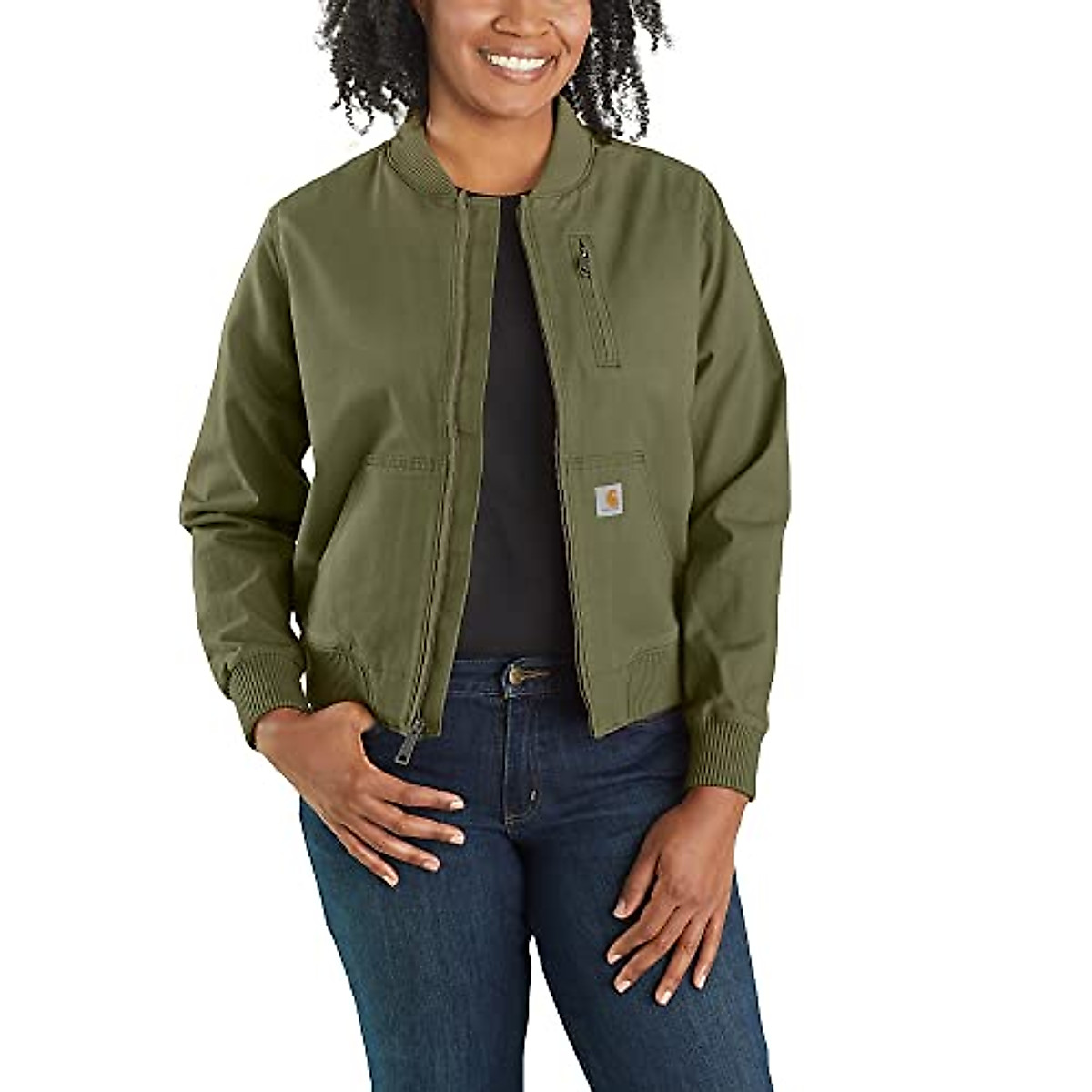 Carhartt Women's Rugged Flex Relaxed Fit Canvas Jacket, Basil, Large