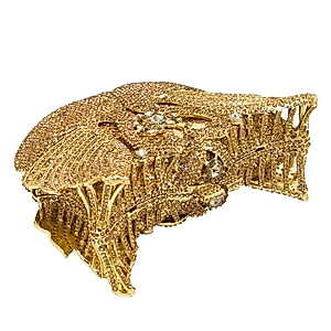 Boutique De FGG Women Swan Clutch Crystal Evening Bags Wedding Party Dinner Ladies Rhinestone Minaudiere Handbag (Small,Gold)